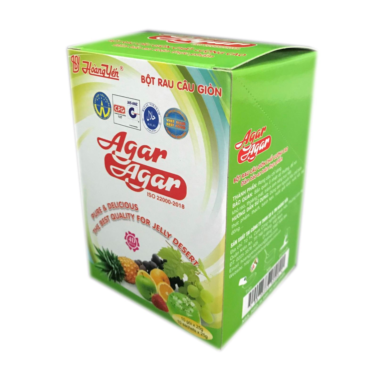 Hộp bột thạch rau câu giòn (Agar - Agar) 10 gói x 25g - Rau câu Hoàng ...